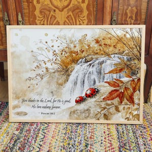 Psalm 136:1 Christian Art Print Bible Verse Poster Give Thanks to the ...