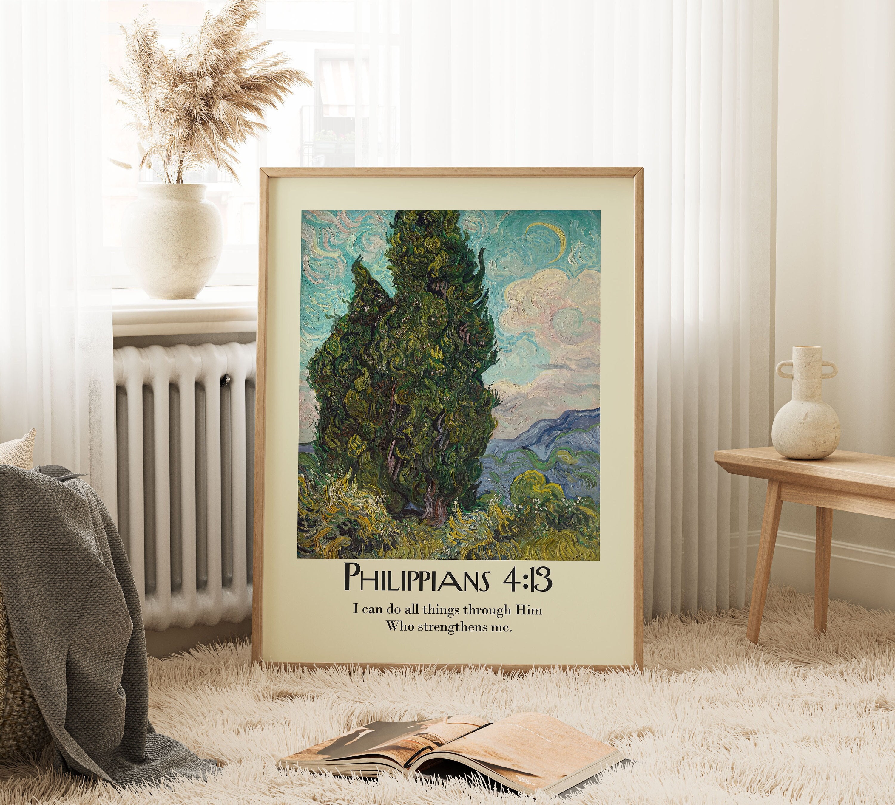 Bible Verse Wall Art Scripture Print Faith Christian Poster Philippians ...