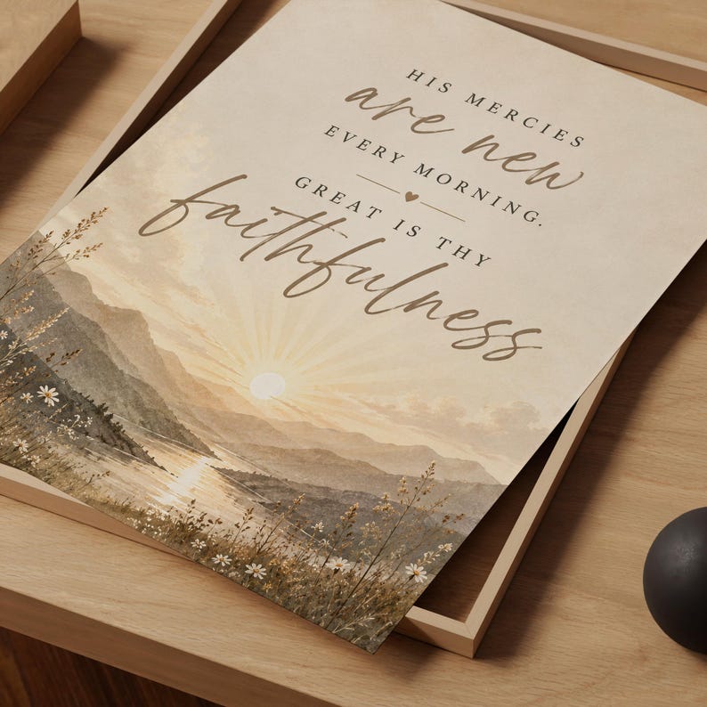 His Mercies Are New Print: Thy Faithfulness Sunrise Scripture Art ...