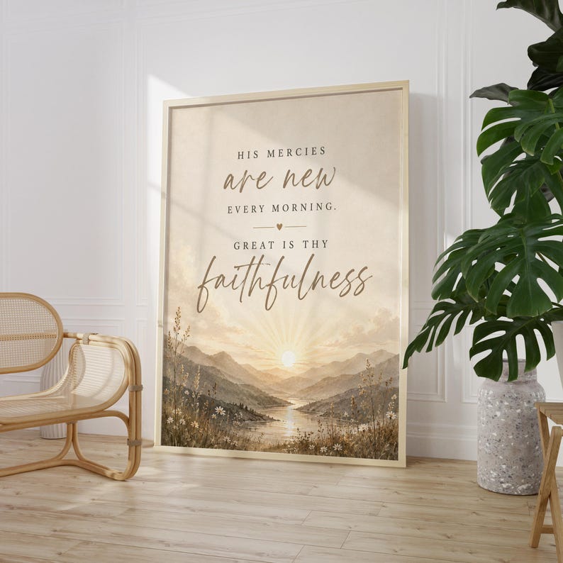 His Mercies Are New Print: Thy Faithfulness Sunrise Scripture Art ...