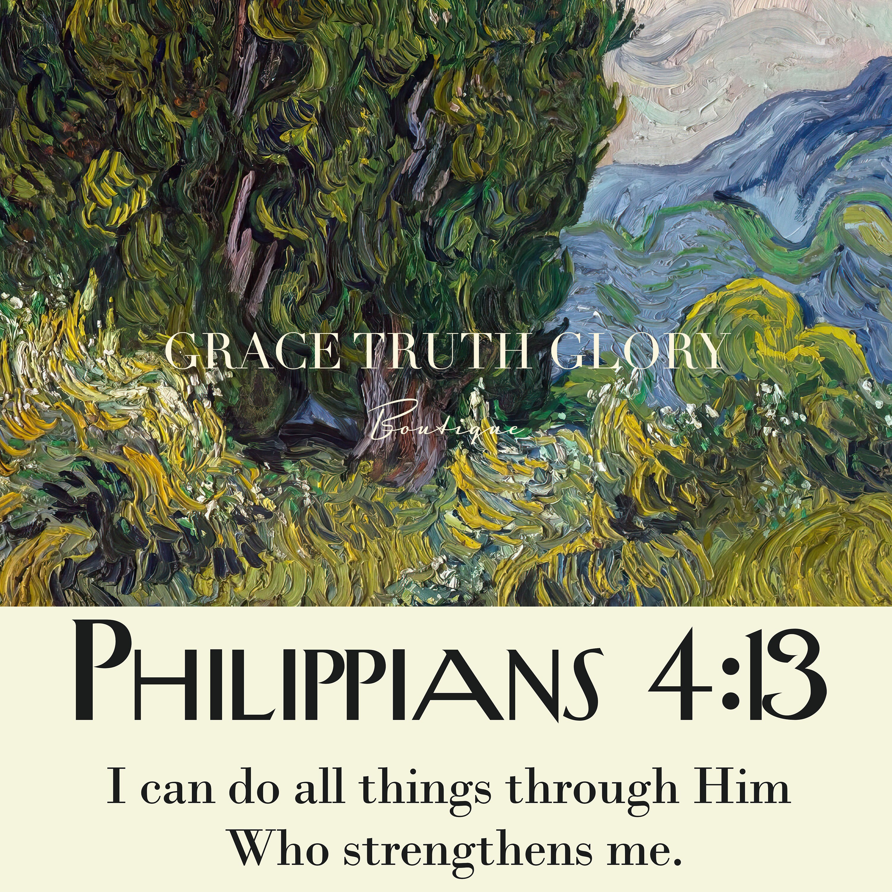 Bible Verse Wall Art Scripture Print Faith Christian Poster Philippians ...