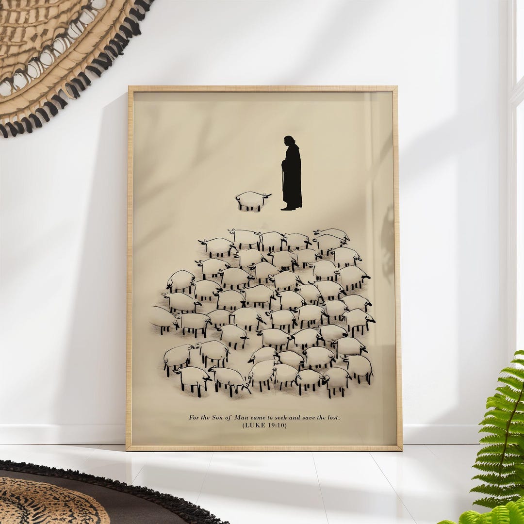 Christian Wall Art Lost Sheep Print Luke 19 10 Bible Verse Decor - Etsy