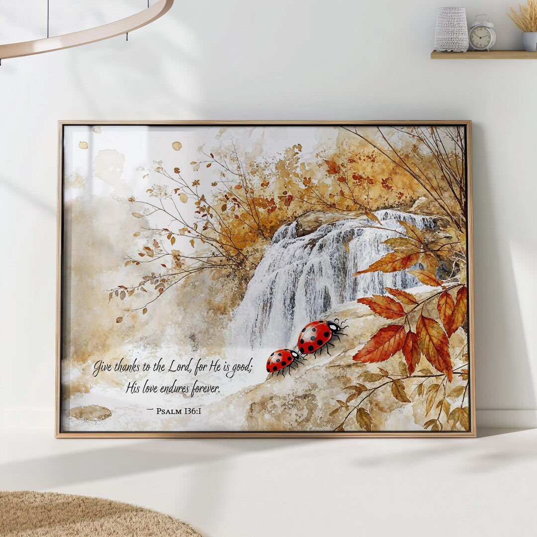 Psalm 136:1 Christian Art Print Bible Verse Poster Give Thanks to the ...