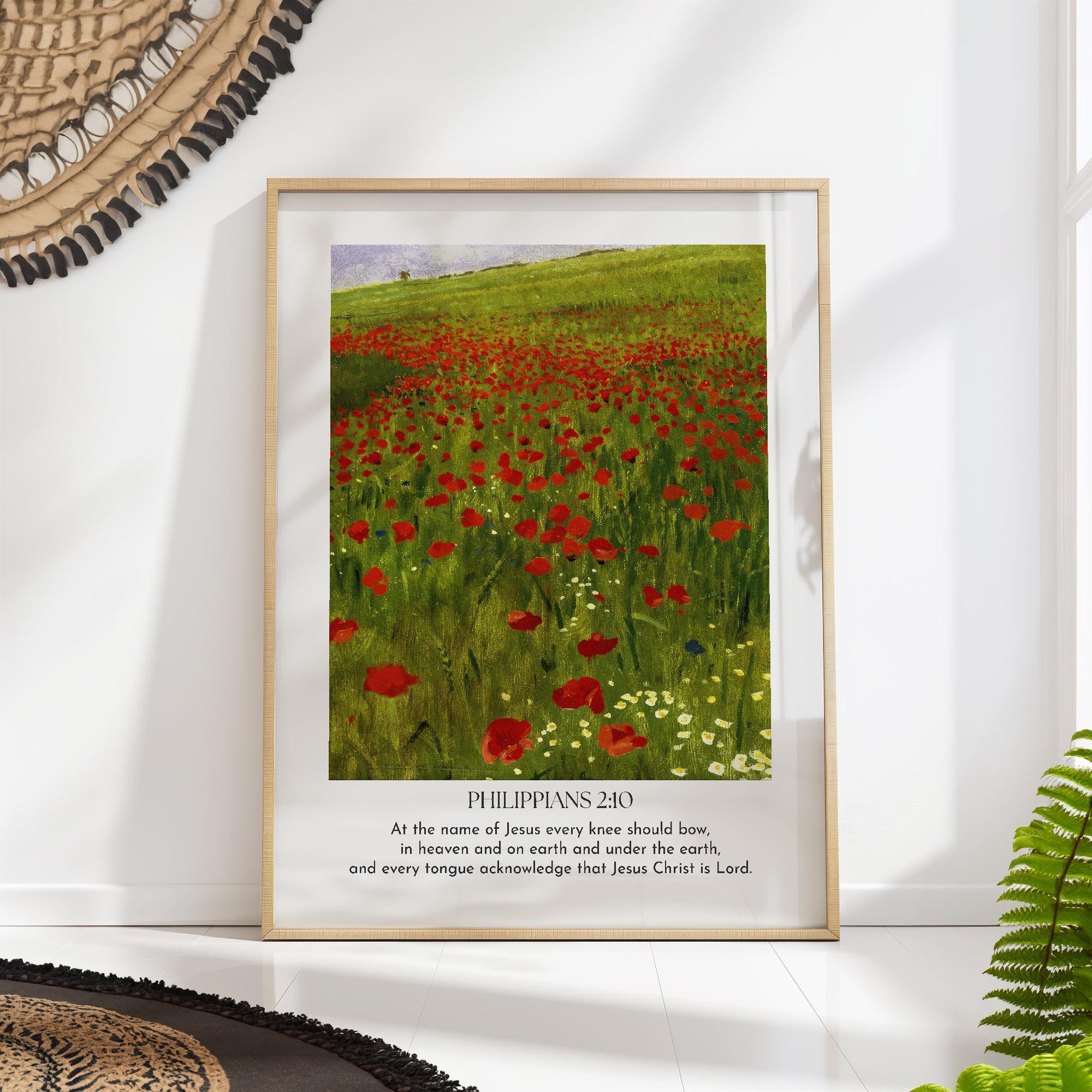 Philippians 2:10 Bible Verse Print, Christian Wall Art, Poppy Field ...