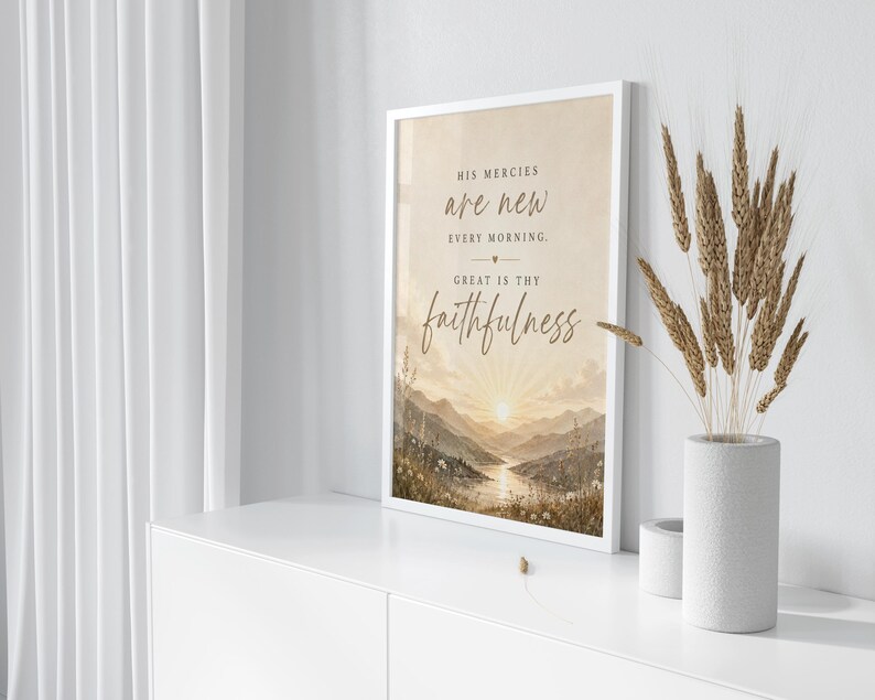 His Mercies Are New Print: Thy Faithfulness Sunrise Scripture Art ...