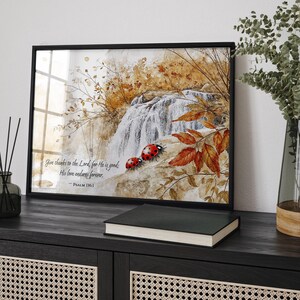 Psalm 136:1 Christian Art Print Bible Verse Poster Give Thanks to the ...