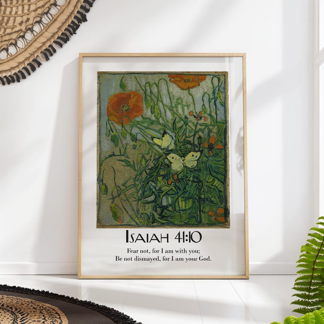 Bible Verse Wall Art Scripture Print Courage Christian Poster Isaiah 41 ...