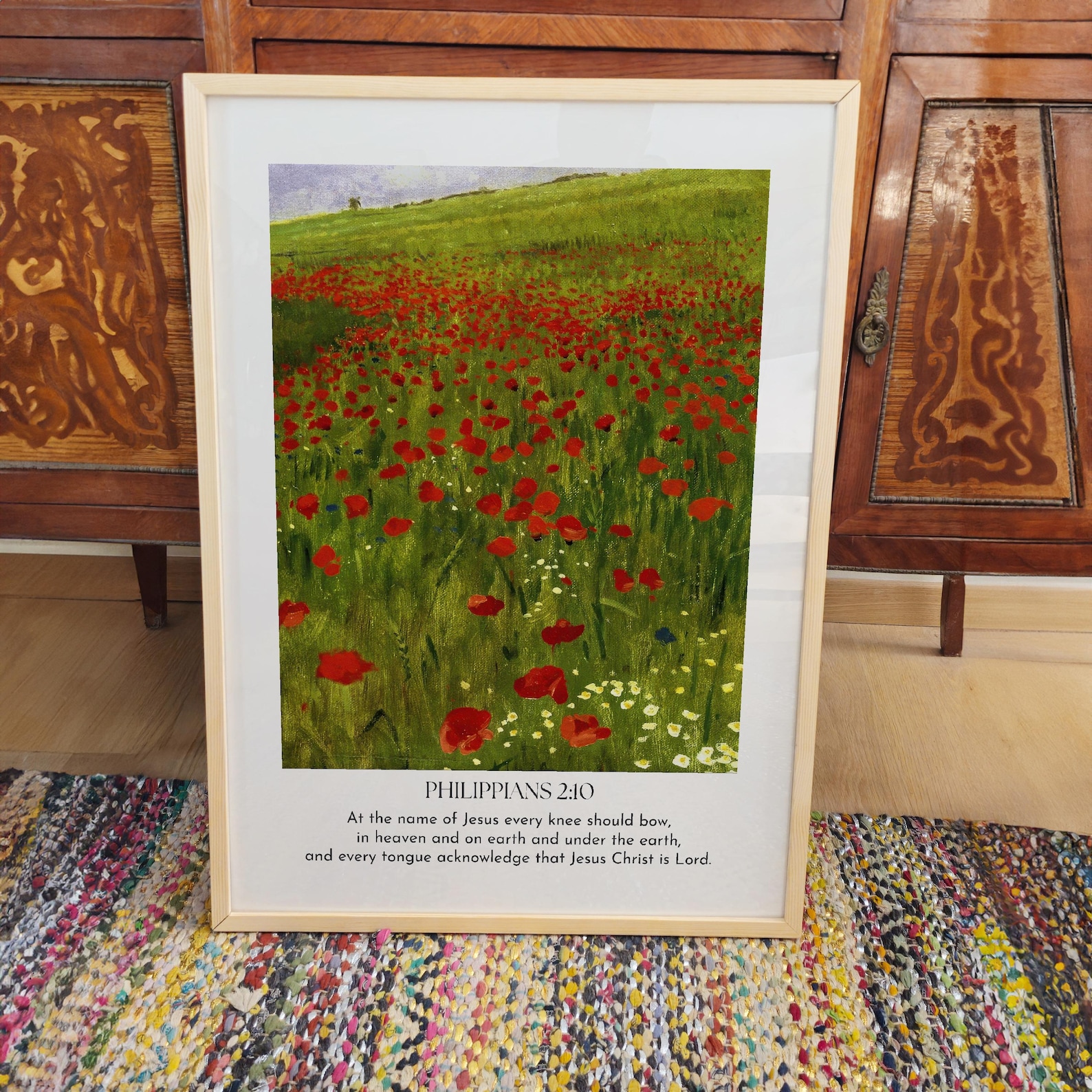Philippians 2:10 Bible Verse Print, Christian Wall Art, Poppy Field ...