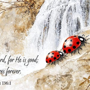 Psalm 136:1 Christian Art Print Bible Verse Poster Give Thanks to the ...