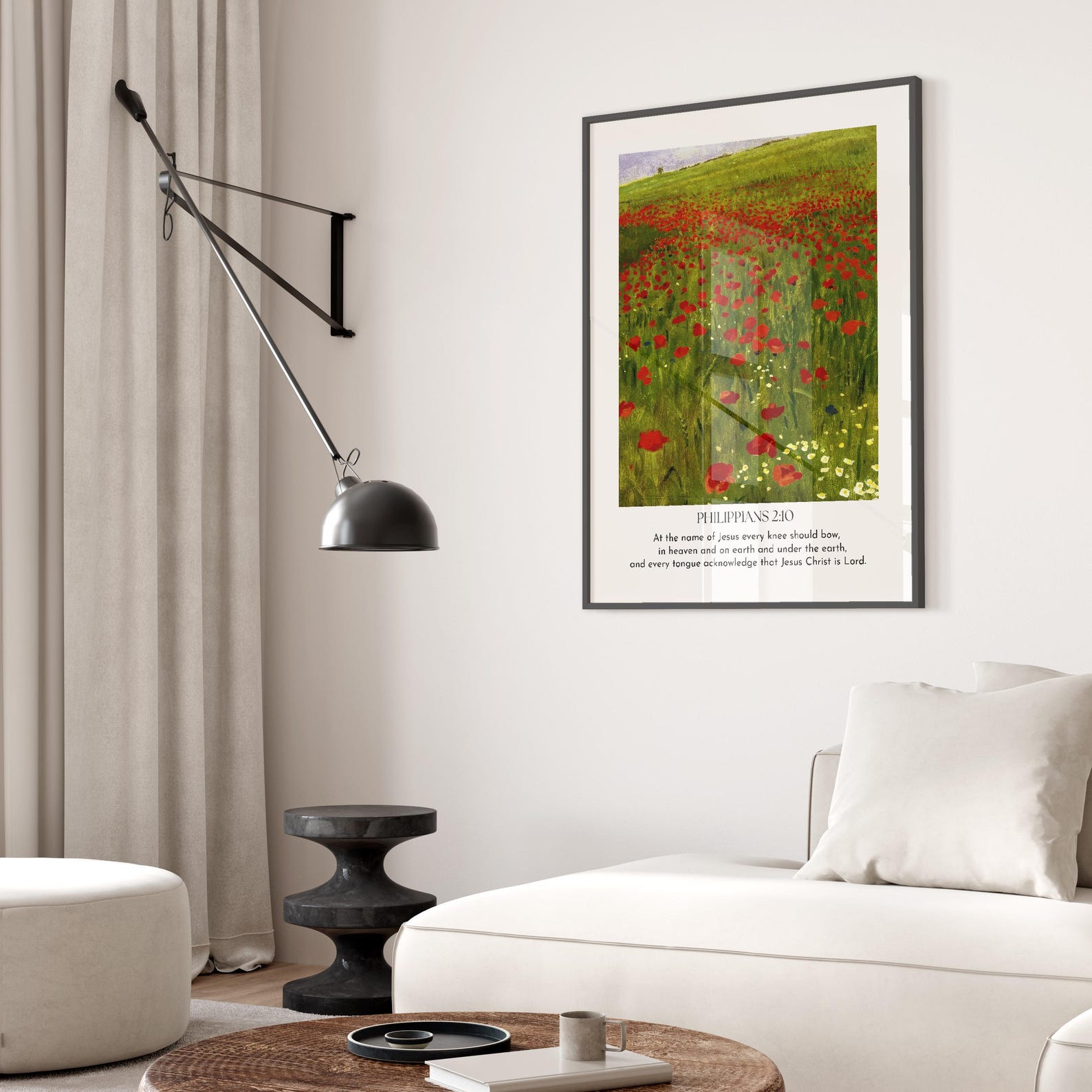 Philippians 2:10 Bible Verse Print, Christian Wall Art, Poppy Field ...
