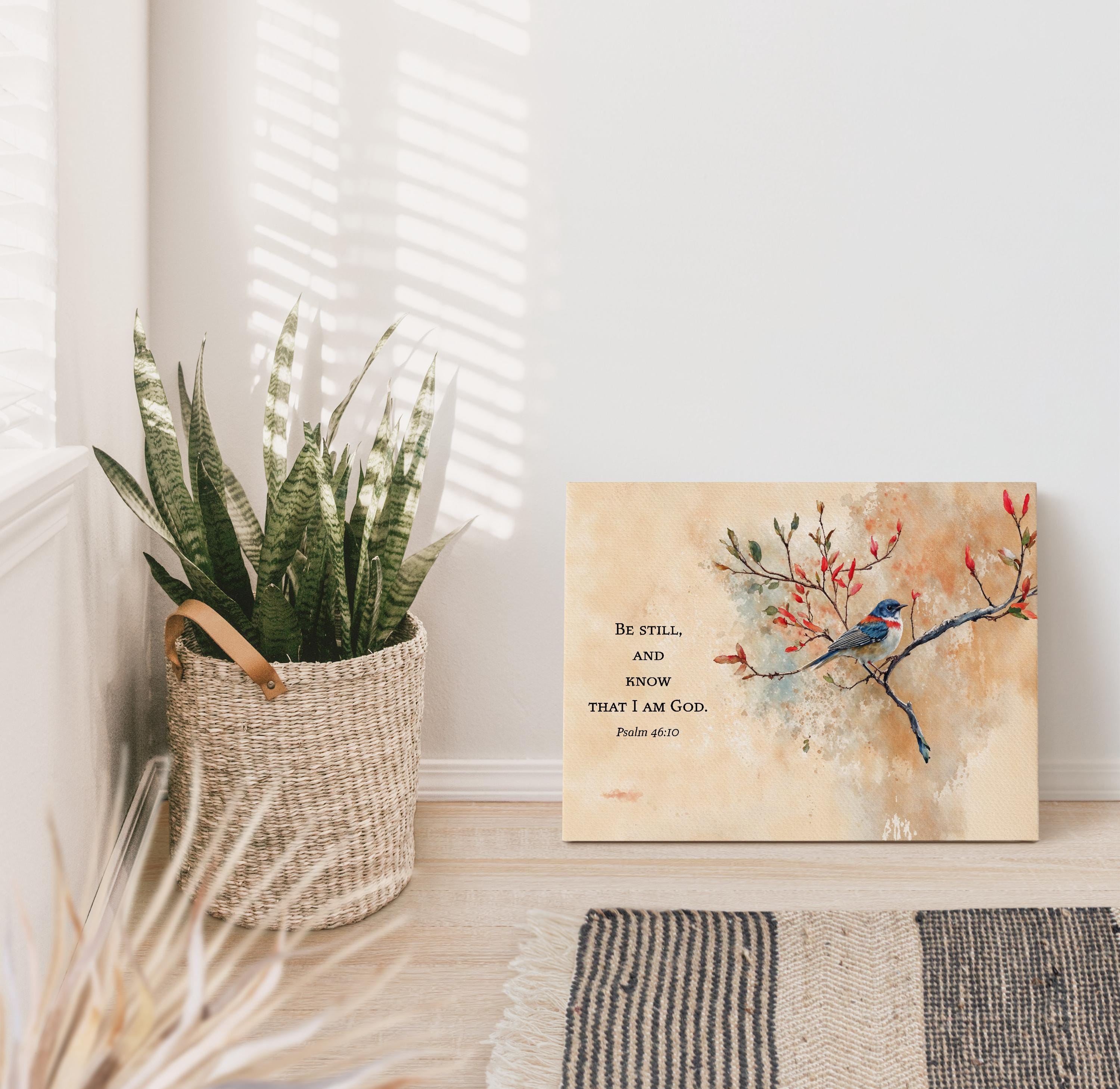 Custom Christian Bird Canvas With Bible Verse Psalm 46:10 Be Still and ...