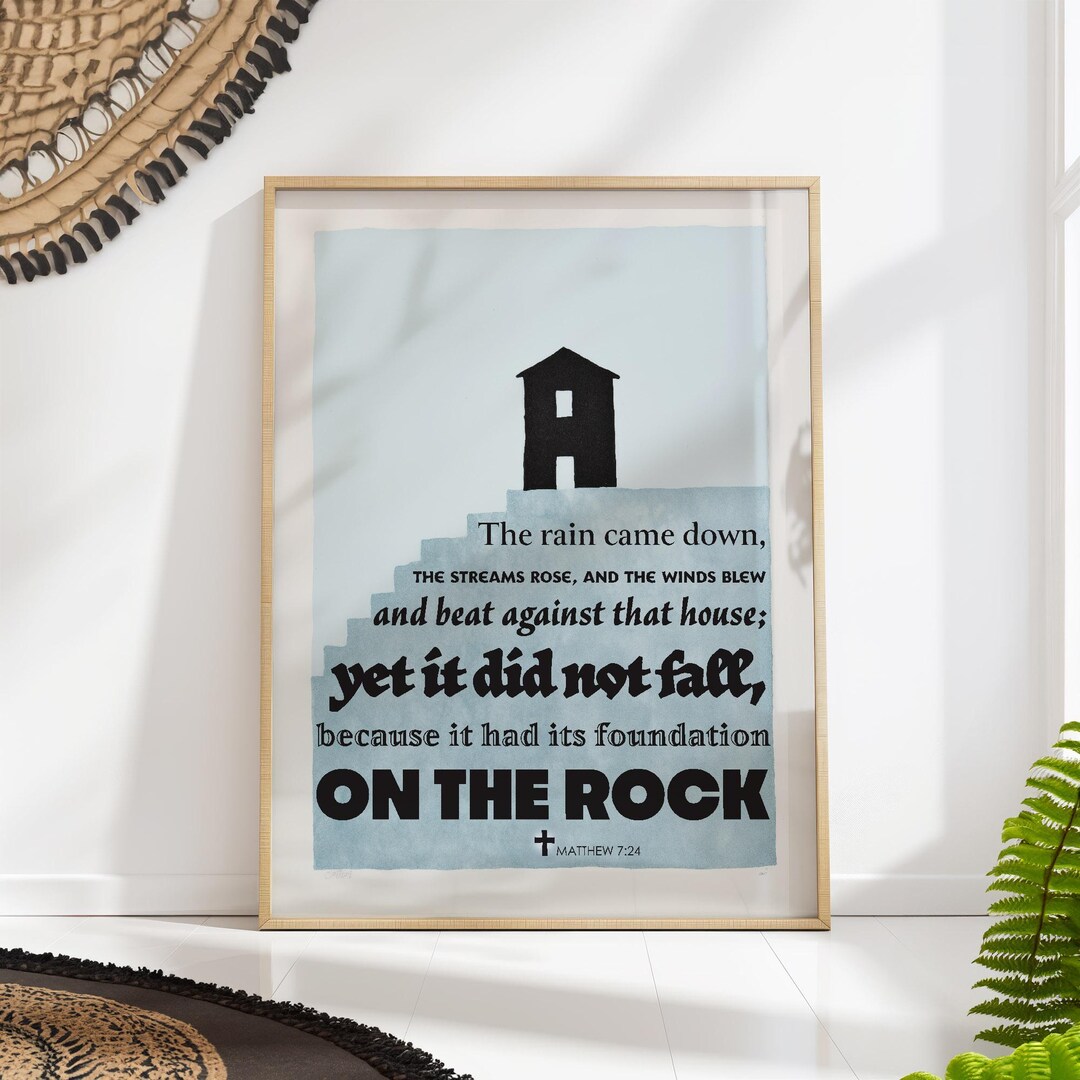 Build on the Rock Christian Wall Art Print Matthew 7:24 Bible Verse ...