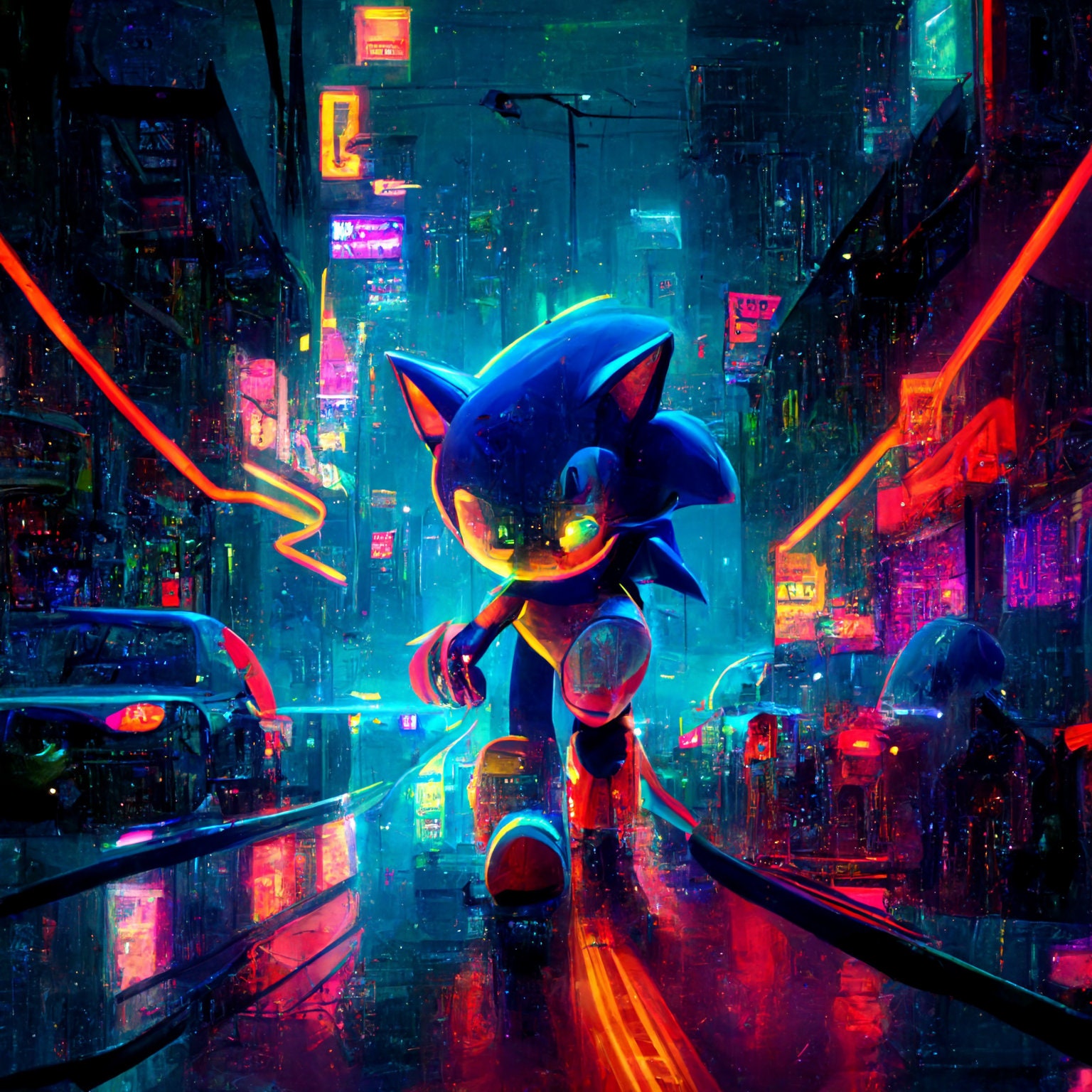 Sonic the Hedgehog: Cyberpunk Adventure Neon City Street - Etsy