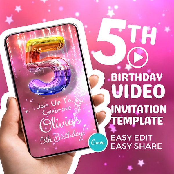 5 Year Old Birthday Girl Invitation - Etsy