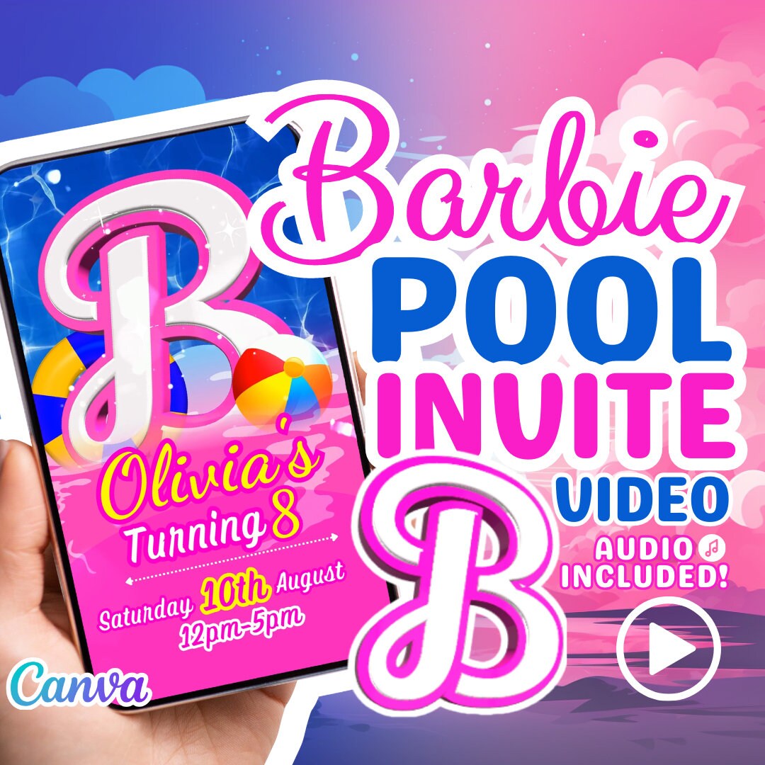 Editable Barbie Birthday Pool Party Invitation Barbie Movie - Etsy UK