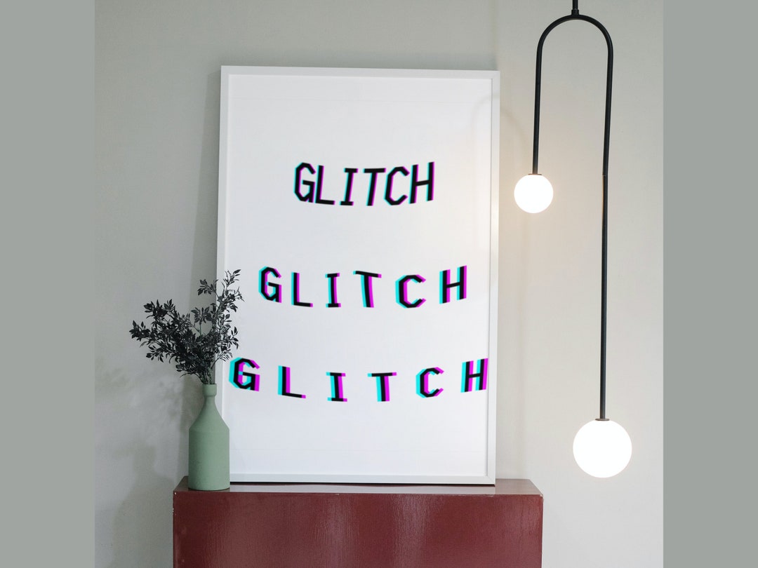 Aesthetic Glitch Art Print | Aesthetic Typography Glitch Wall Art ...