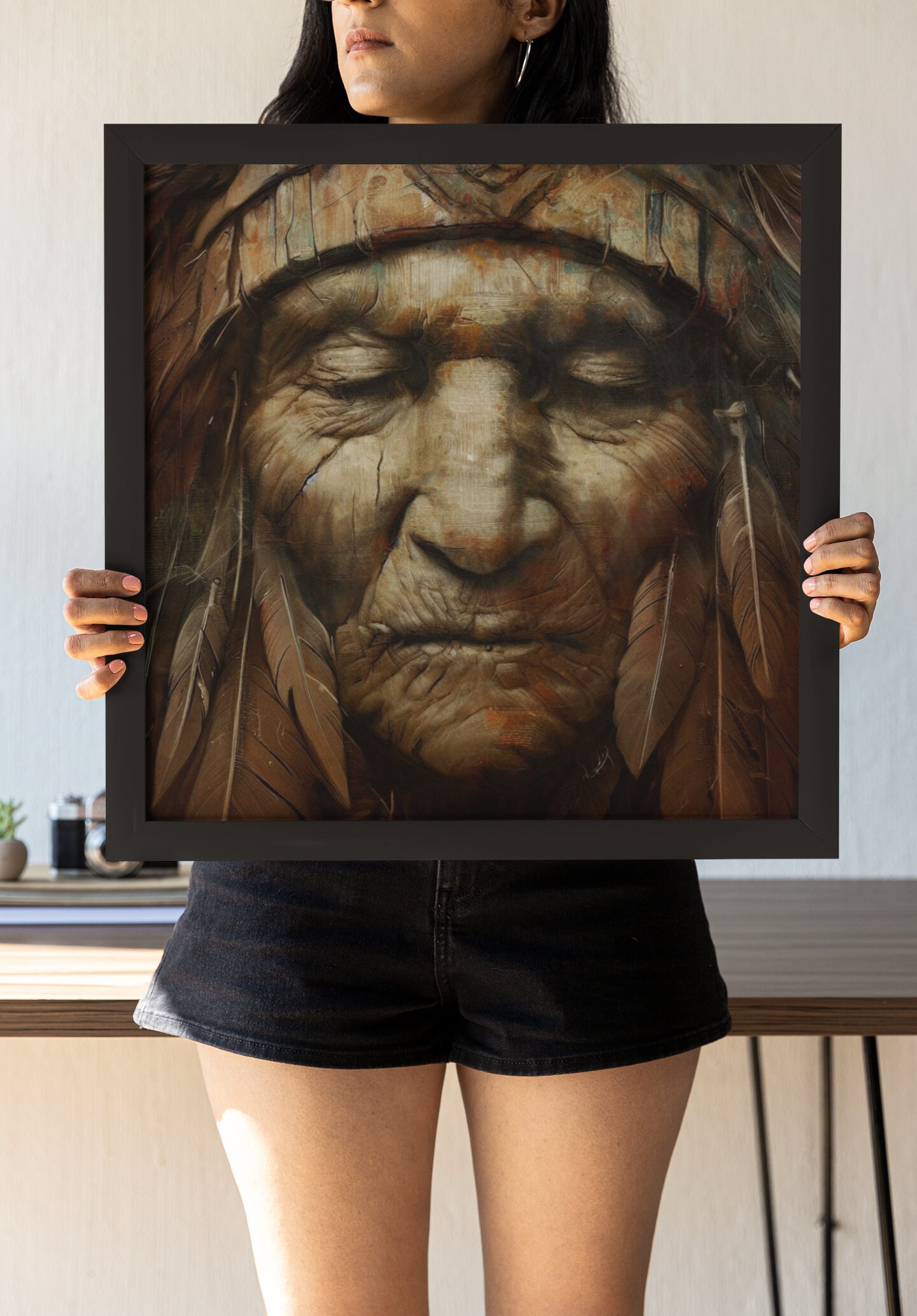 Spiritual Native Indian Shaman Digital Art: Rustic Vintage Powerful and ...