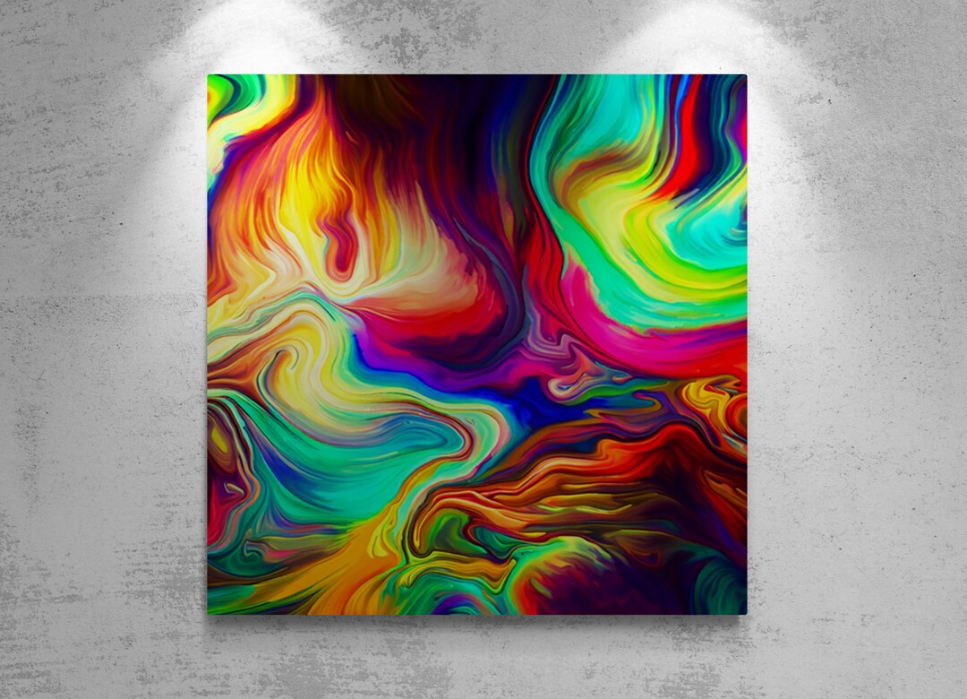 Groovy Multi-color Modern Psychedelic Vibrant Digital Art Print ...