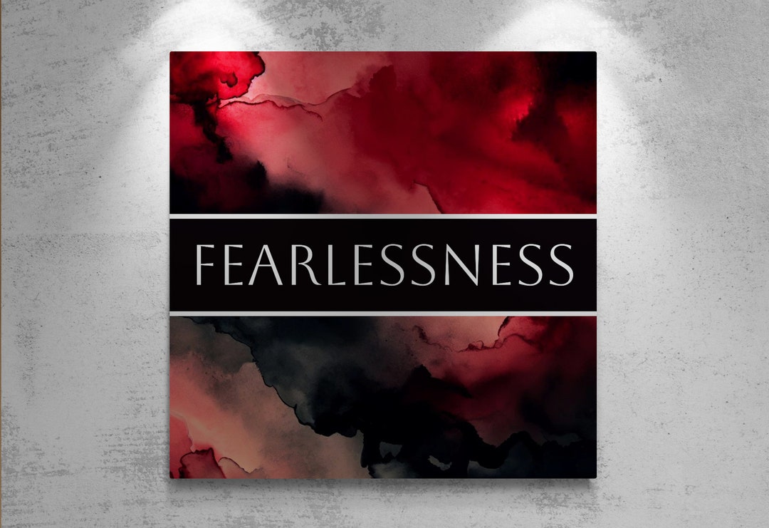 Fearlessness: Motivational Watercolor Word Art Black and Red Digital ...