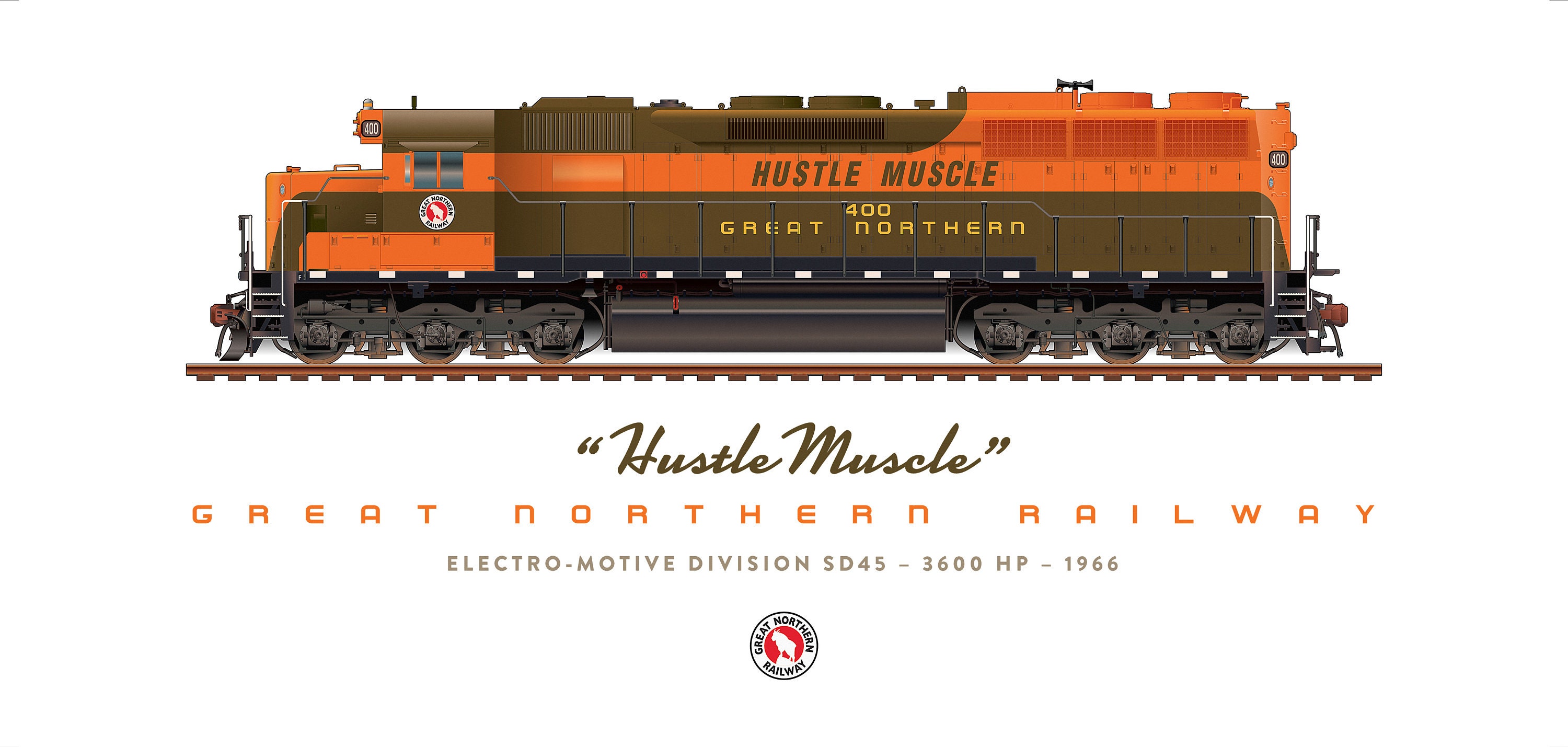 Great Northern EMD SD45 "hustle Muscle" Poster - Etsy