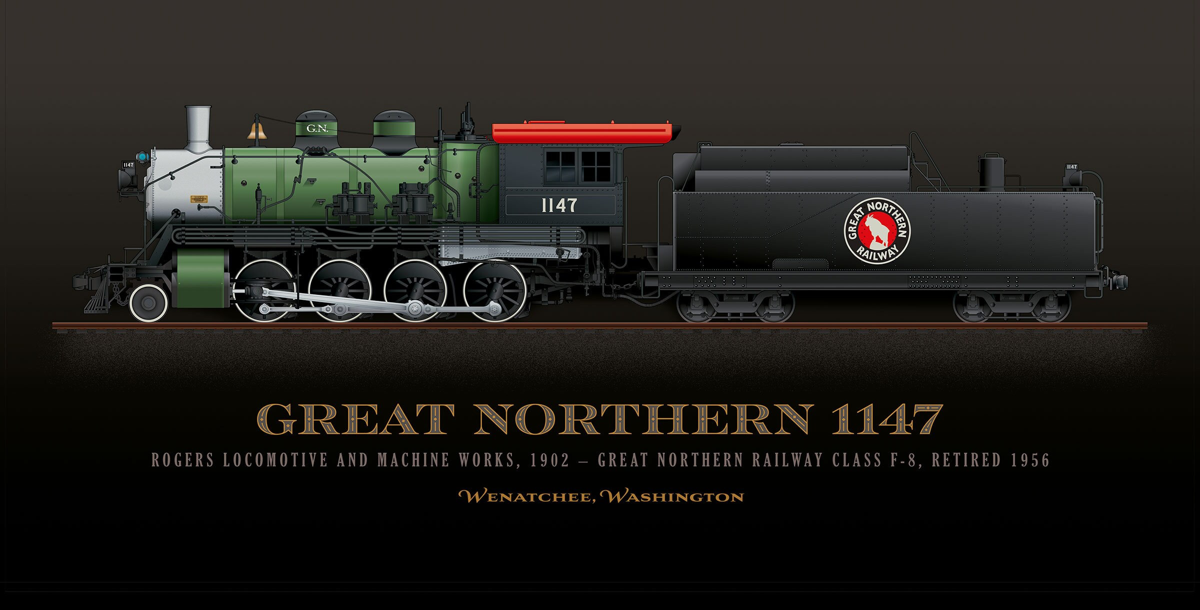 Great Northern Class F-8 Locomotive #1147 - Etsy