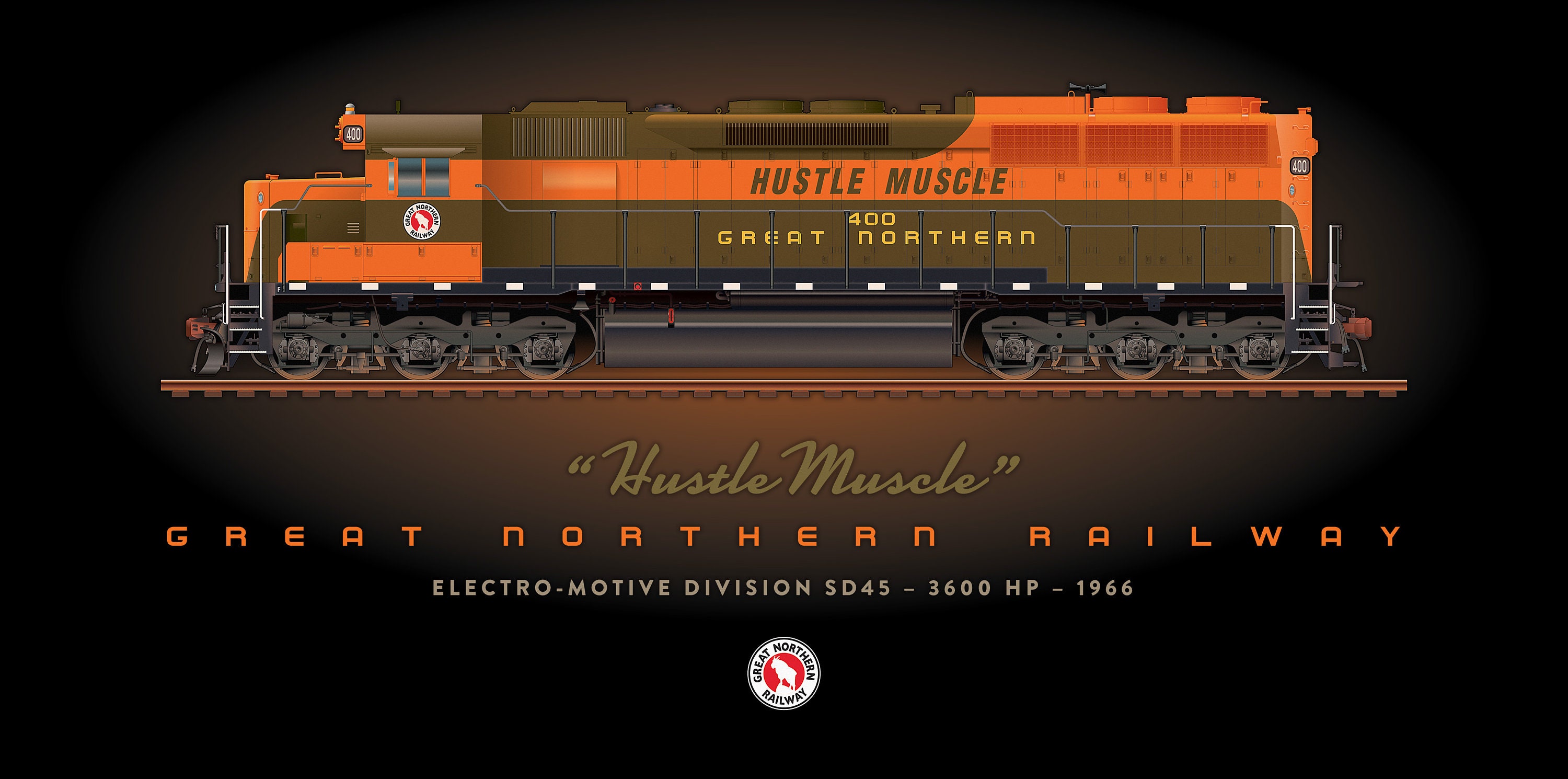 Great Northern EMD SD45 "hustle Muscle" Poster - Etsy