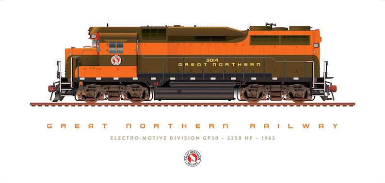 Great Northern EMD GP30 Poster - Etsy