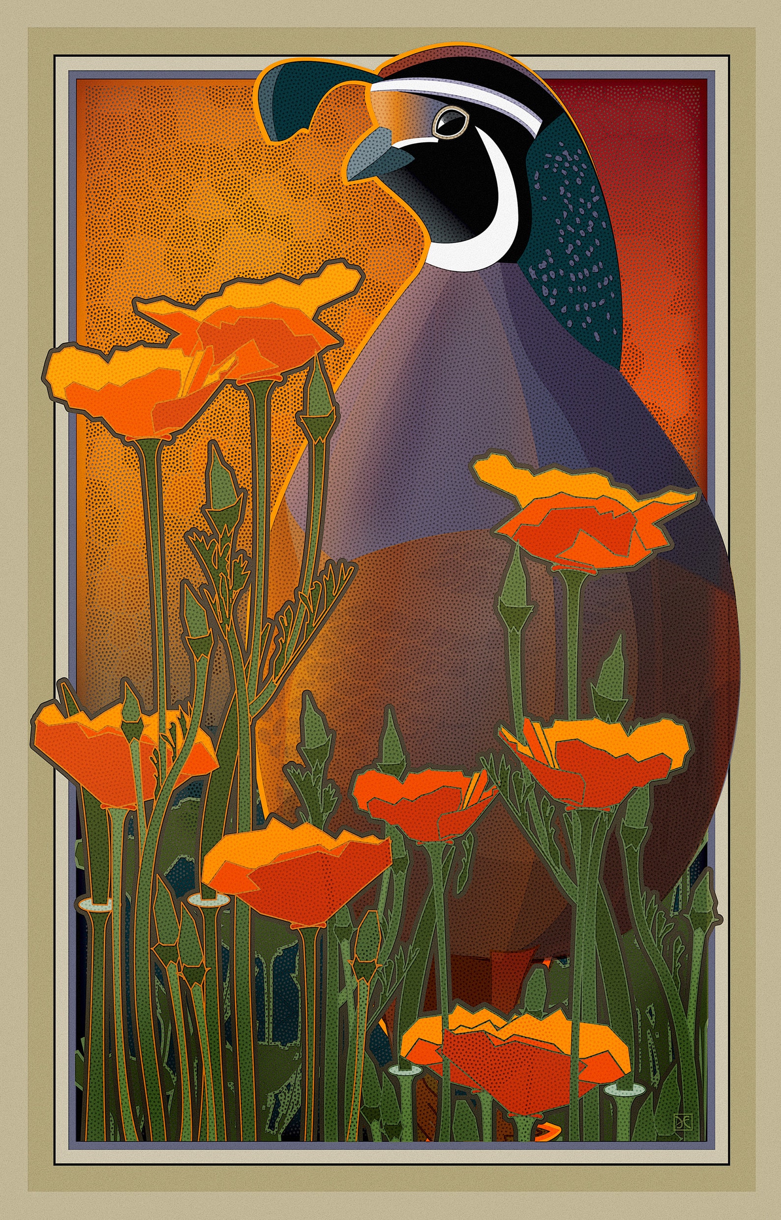 California Quail With Poppies Greeting Card and Canvas Print - Etsy