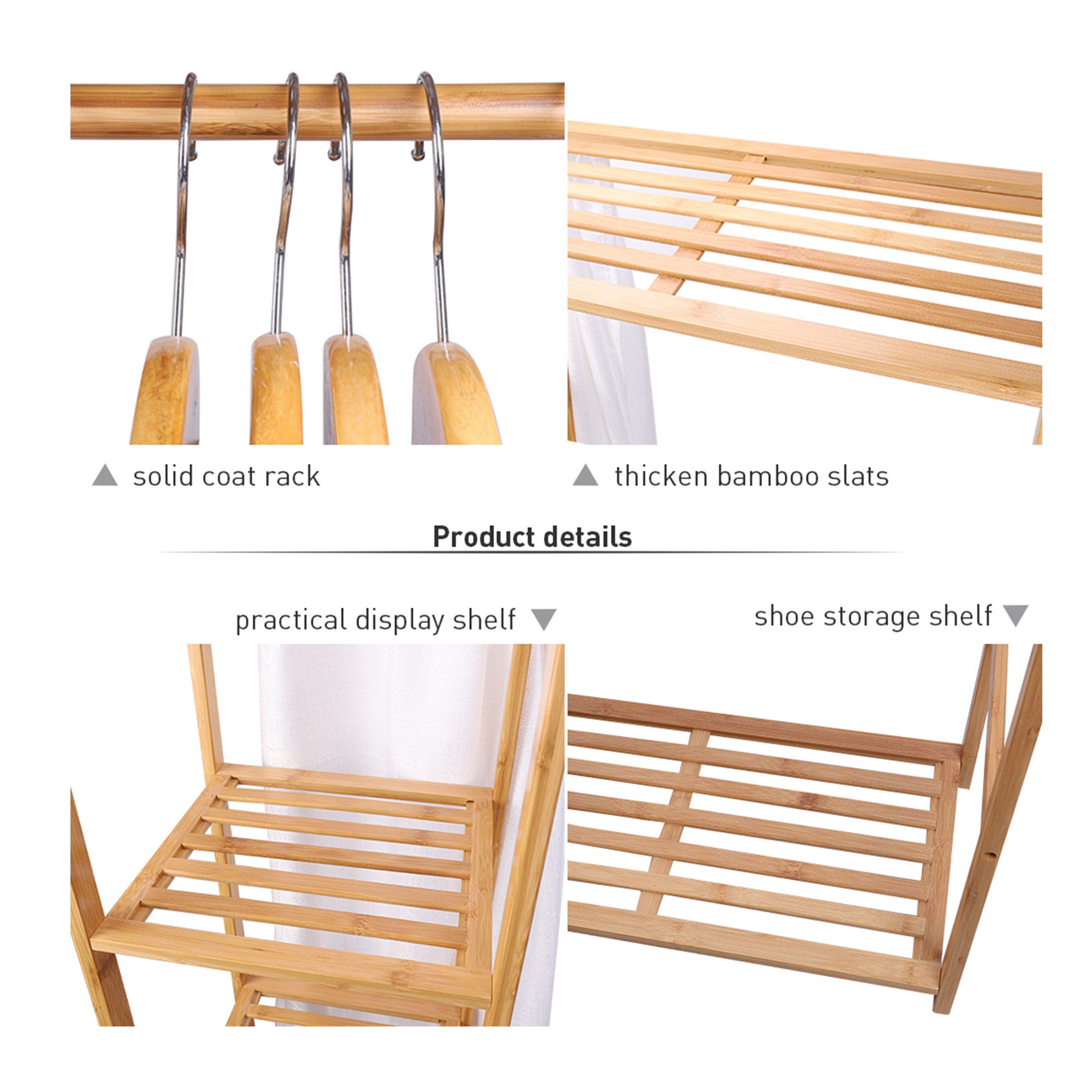 Bamboo Clothes Stand Garment Rack Wooden Cloth Hanging Rail - Etsy UK