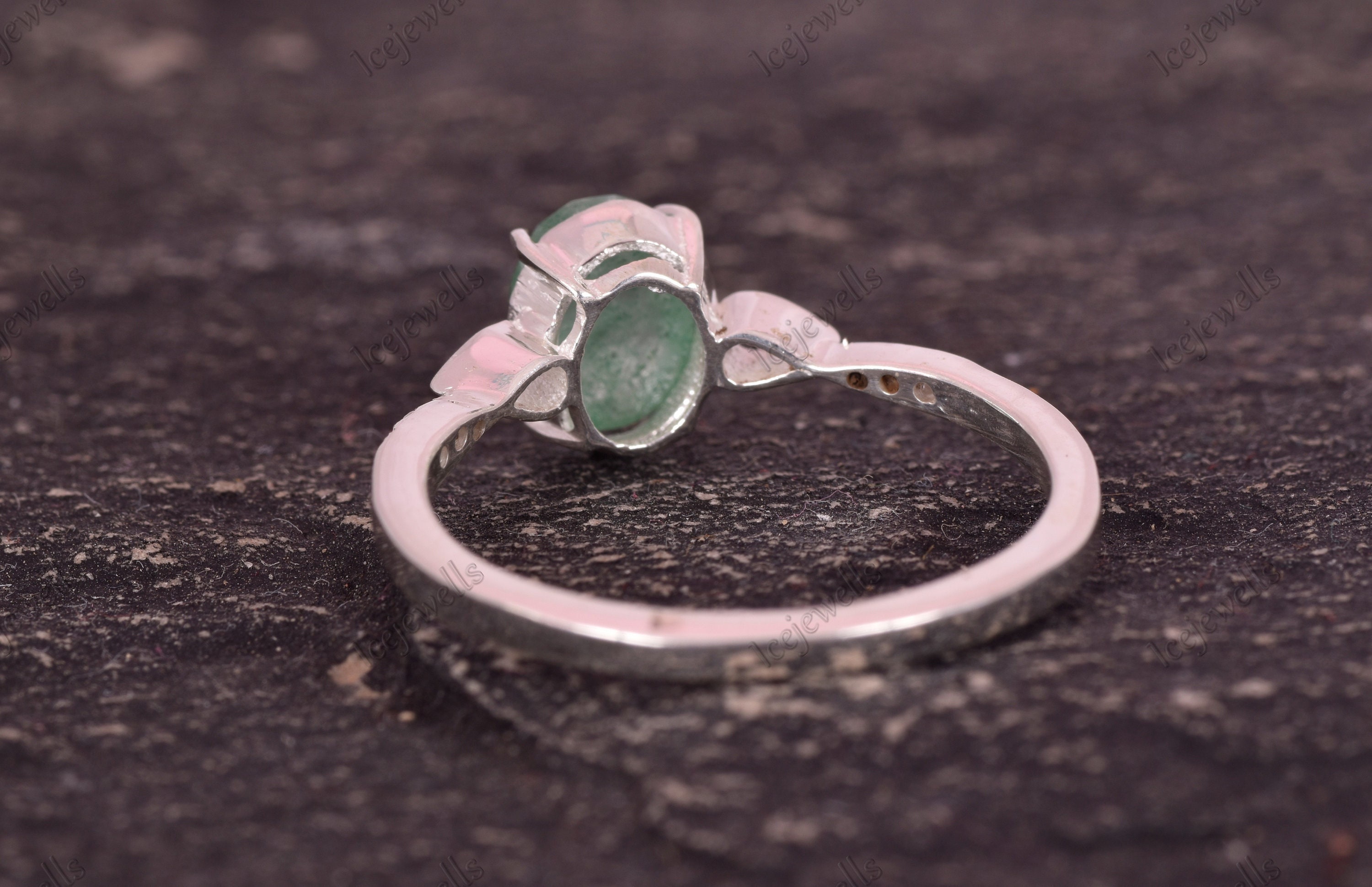 Natural Green Aventurine Engagement Ring Oval Green Gemstone,14k Yellow ...