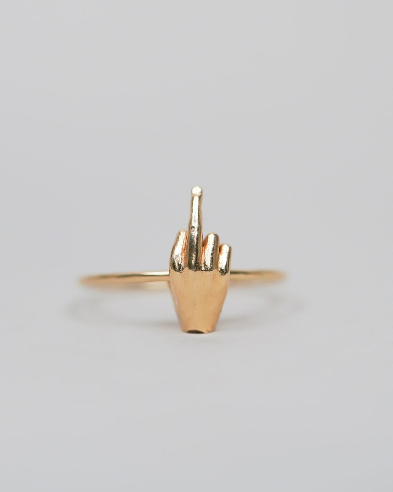 Sterling Silver Middle Finger Ring Middle Finger Jewelry F You Ring ...