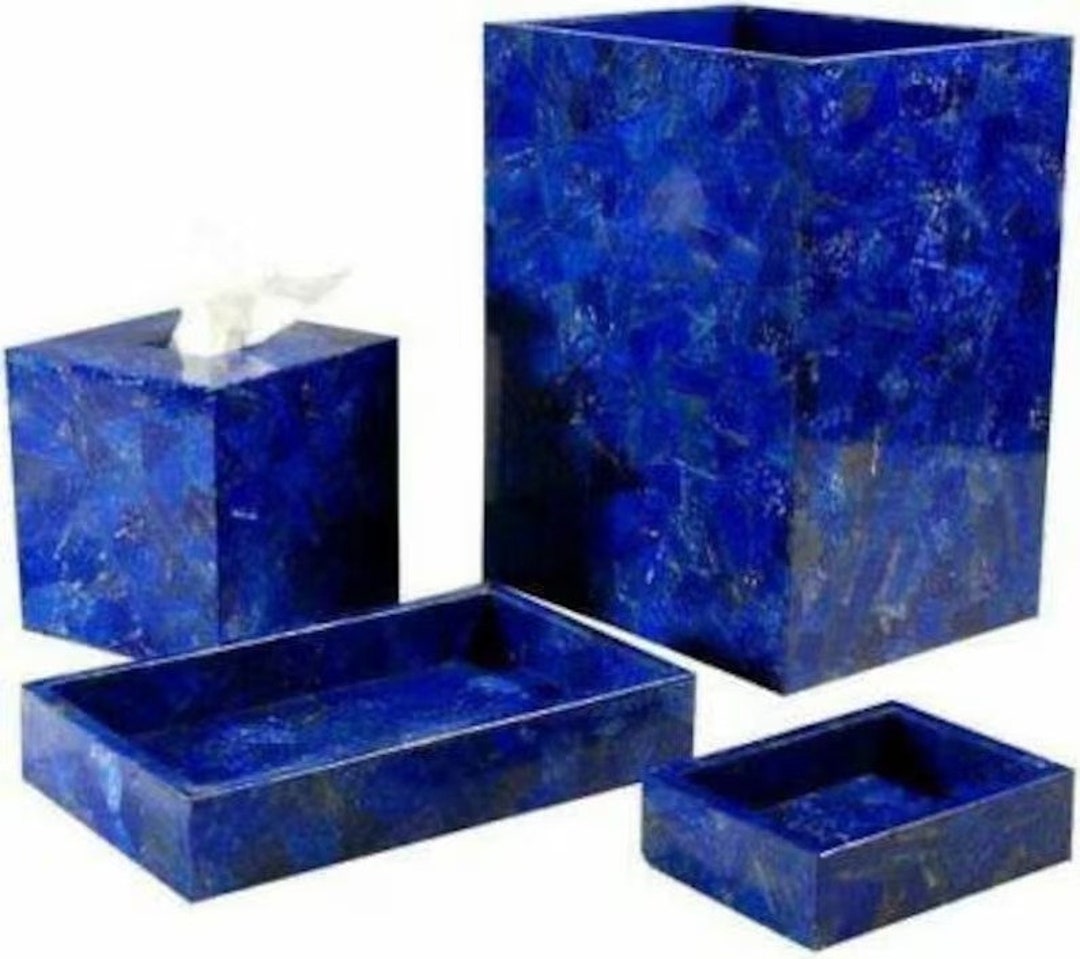 Set of 4 Pieces Lapis Lazuli Bathroom Set , Handmade Bathroom ...