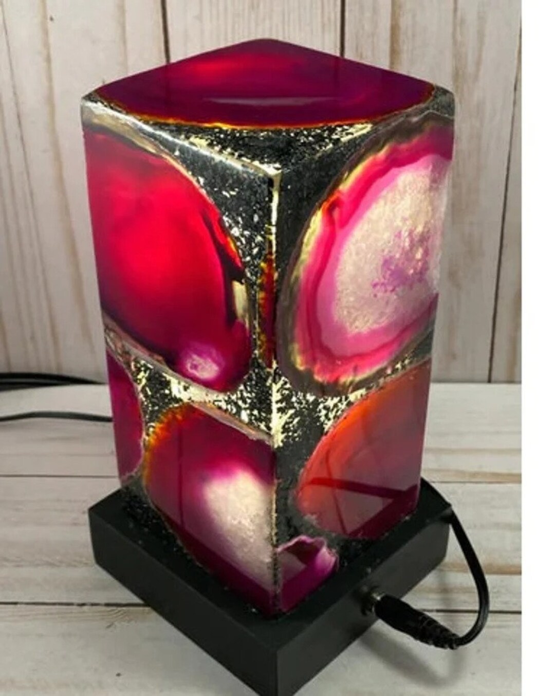 Agate Stone Lamp, Natural Stone Accent Lamp for Bedroom, Night Light ...