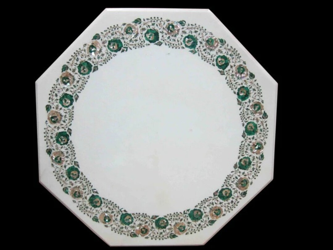 Center Inlay Table, White Marble Inlay Table, Living Room Inlay Table ...