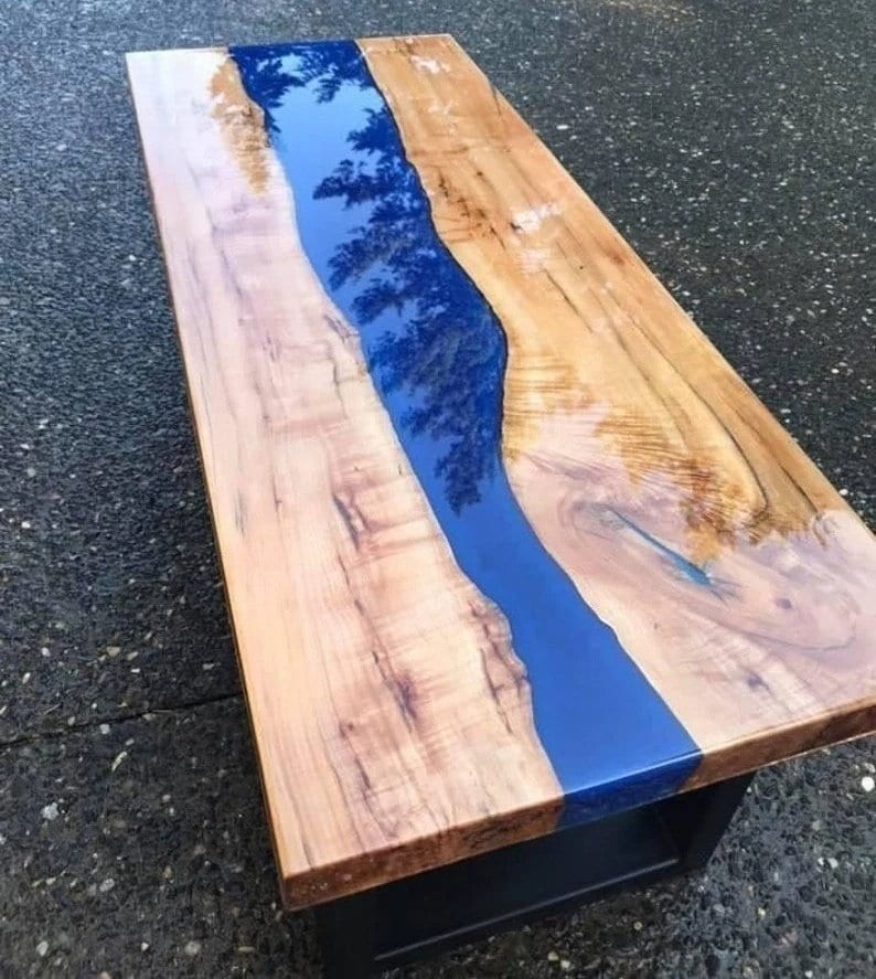 Epoxy Resin & Live Edge Wood Living Room Table - Etsy