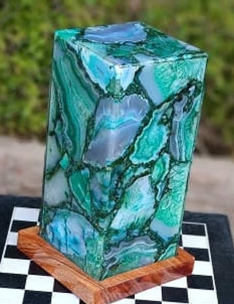 Blue Agate Stone Lamp, Agate Geode Crystal Lamp ,natural Stone Accent Lamp for Bedroom, Night ...