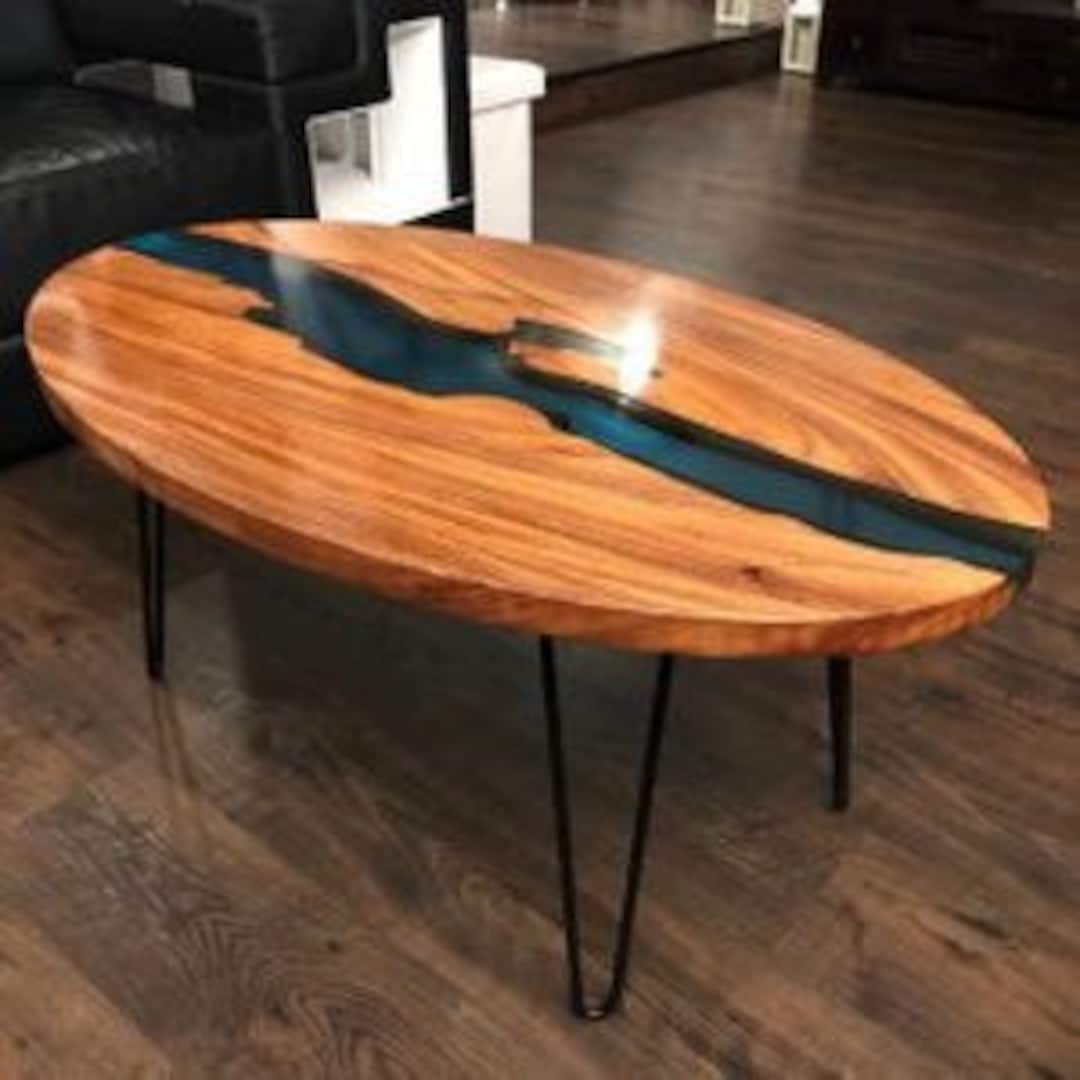 Oval Dining Table Top in Wood and Epoxy - Etsy