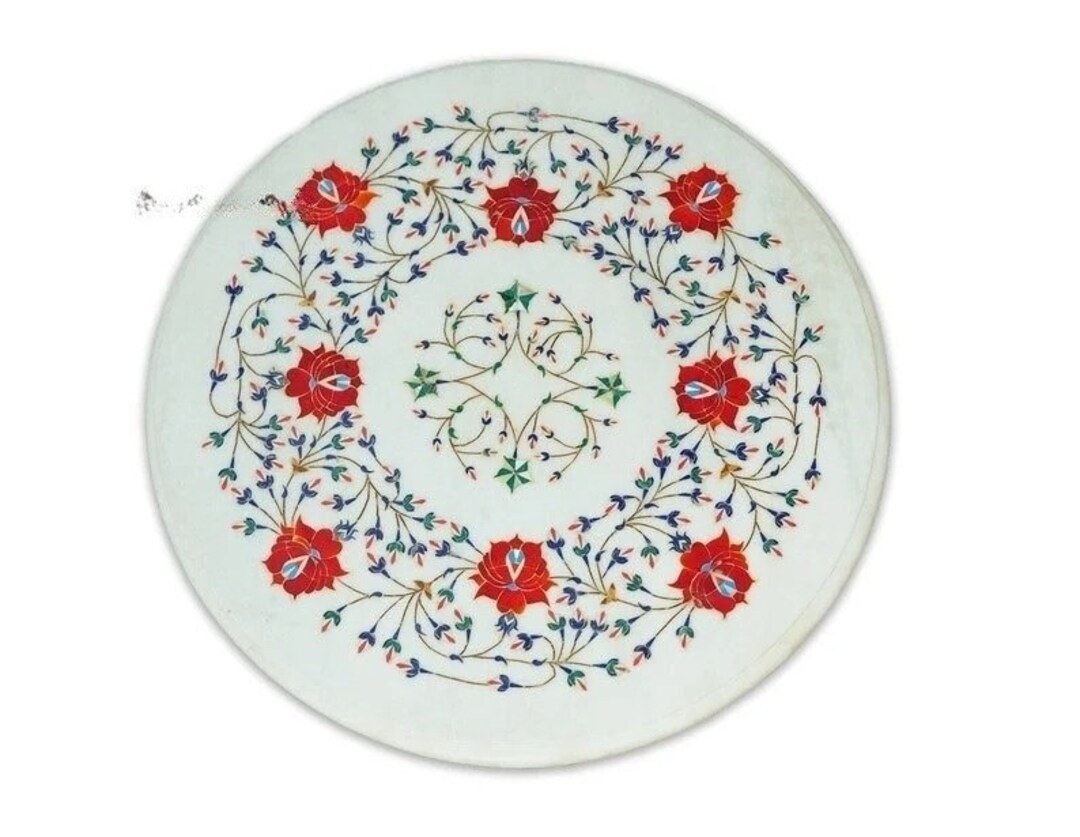 Inlay Art White Marble Corner Table, Living Room Inlay Table, White ...