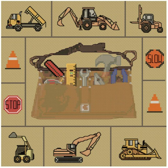 Construction Tool Belt. A Productive Cross Stitch Pattern in PDF Format ...