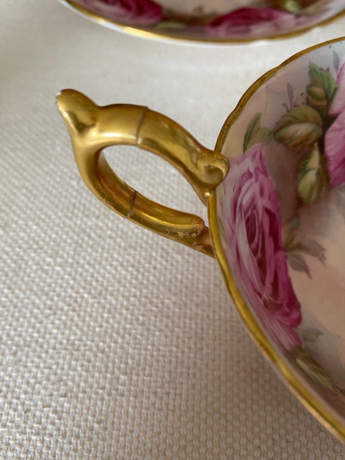 RARE Aynsley Bone China Cabbage Rose Tea Cup and Saucer Marked C1026 P ...