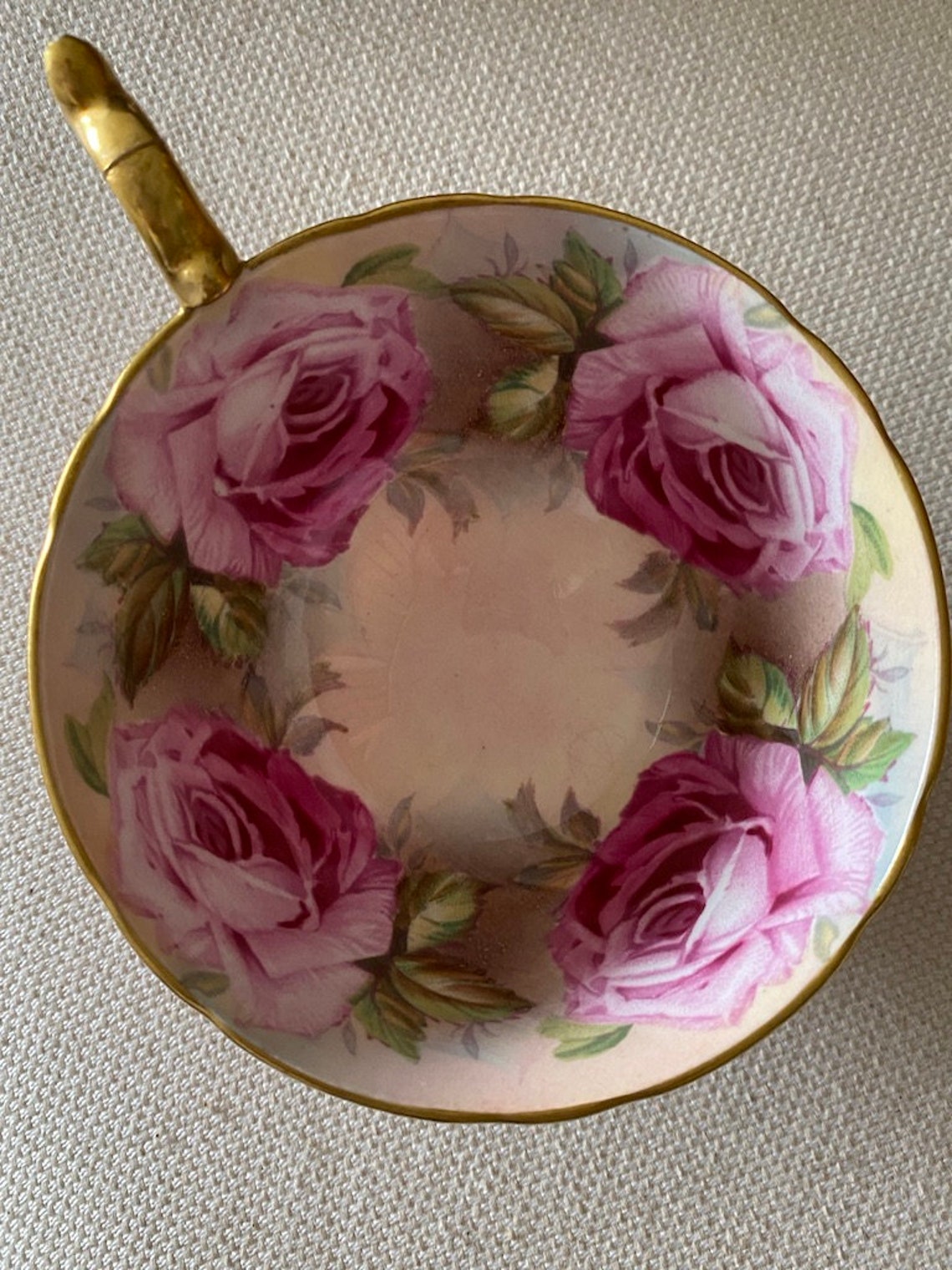 RARE Aynsley Bone China Cabbage Rose Tea Cup and Saucer Marked C1026 P ...