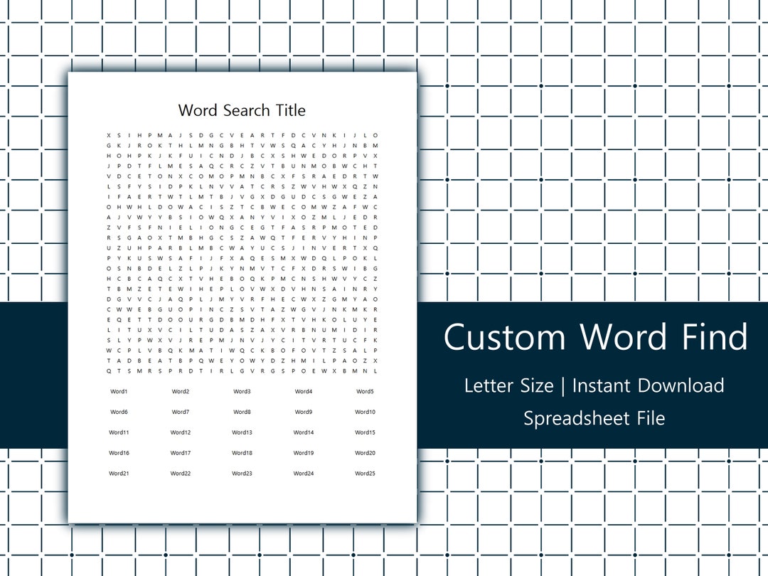 Custom Word Search Template Editable Spreadsheet - Etsy