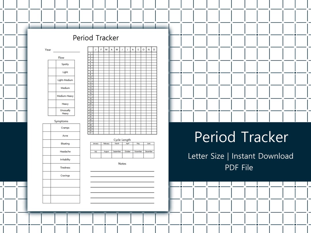 Simple Period Tracker Editable Spreadsheet and .PDF Versions - Etsy