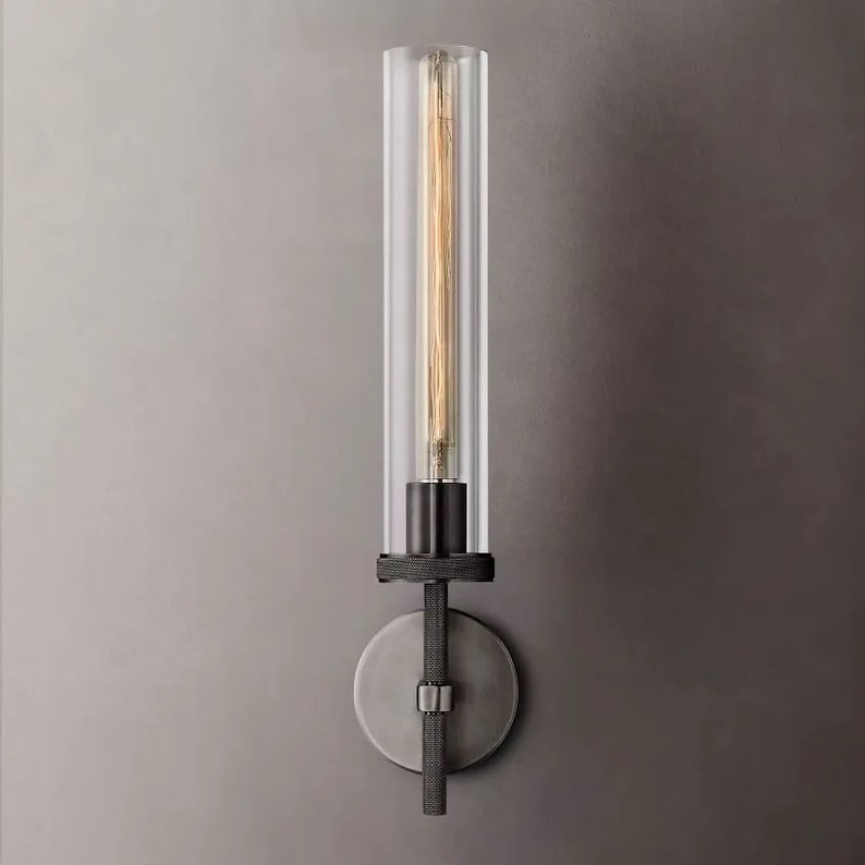 Modern Tall Upright Sconce - Industry Glass Sconce - Wall Sconce - Mid ...