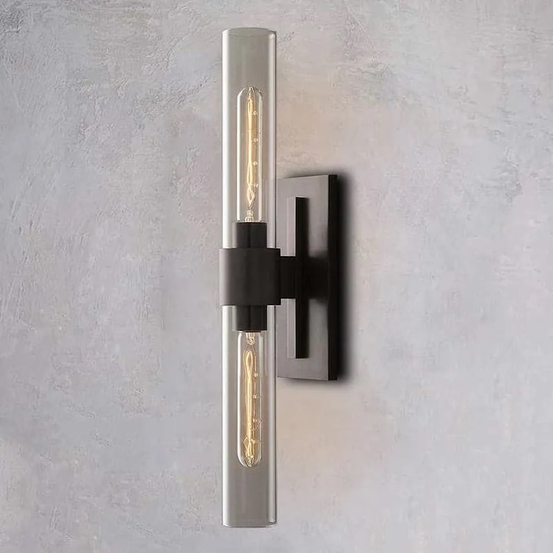 Modern Linear Wall Sconce - Industry Glass Sconce - Modern Cylinder ...