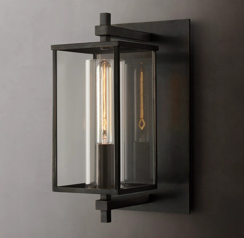 Outdoor/ Indoor Short Square Wall Sconce Outdoor Entry Light 1 Light UL ...