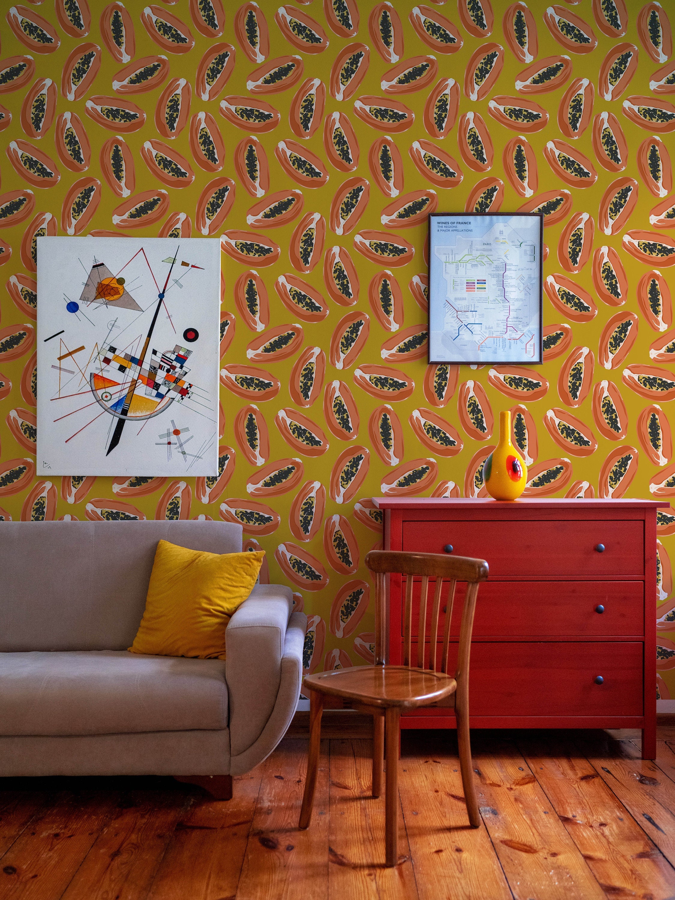 Tropical Papaya Wallpaper Peel&stick, Vinyl, Traditional, Removable and ...