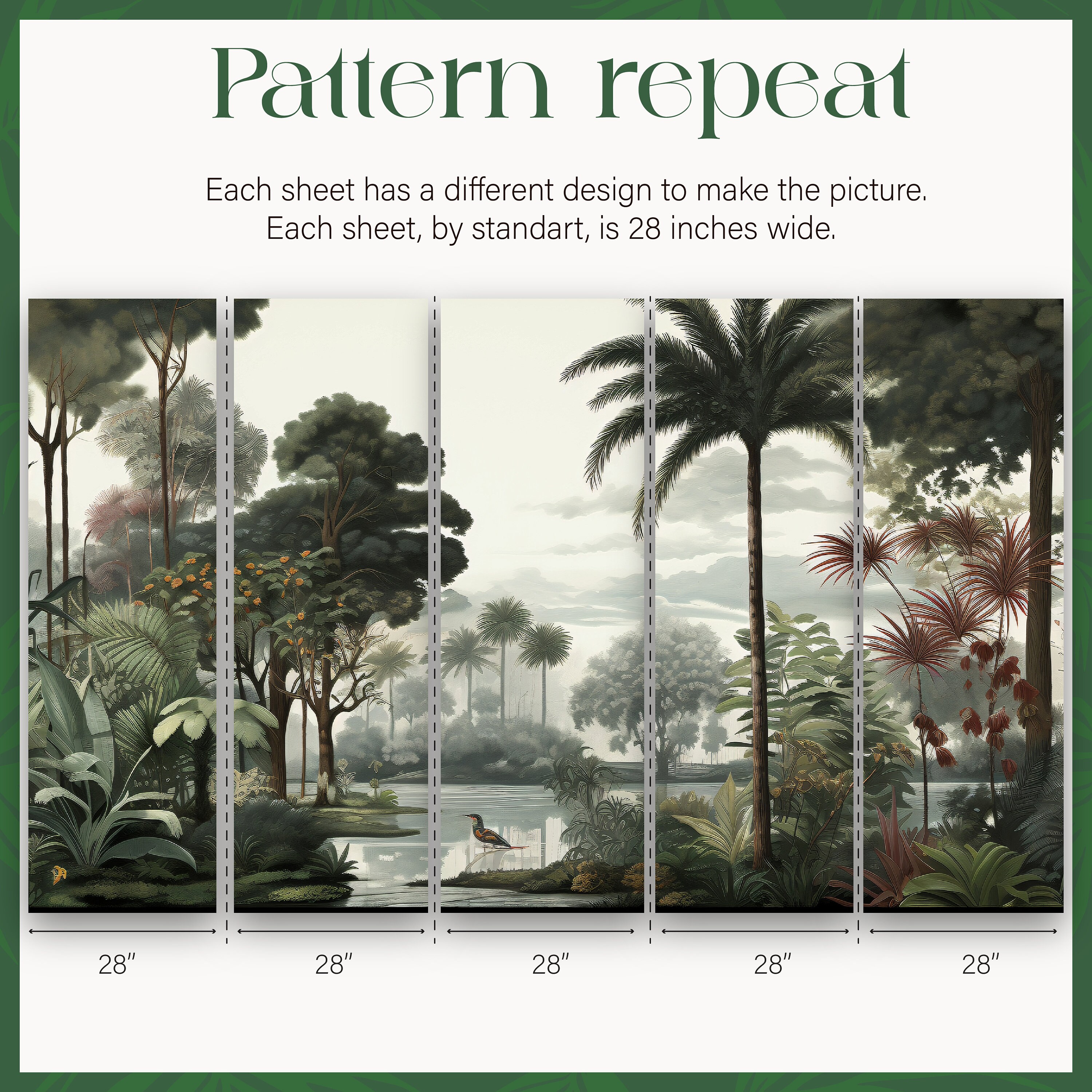 Vintage Jungle Mural Wallpaper, Peel&stick and Traditional Wallpaper ...