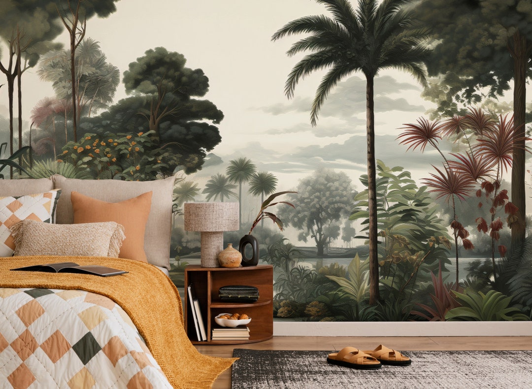 Vintage Jungle Mural Wallpaper, Peel&stick and Traditional Wallpaper ...