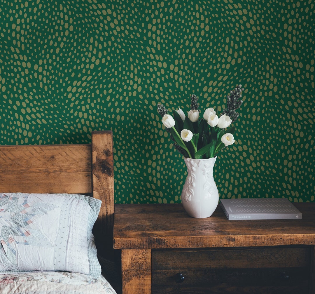 Green Leopard Print Pattern Wallpaper, Peel&stick and Traditional ...
